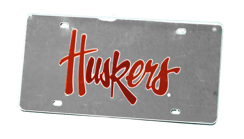 Silver Huskers Script License Plate Rico Industries